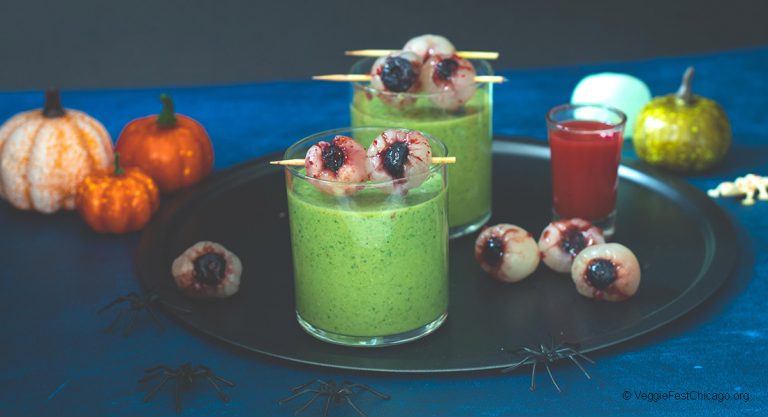 Scary Green Smoothies With Lychee Eyeballs Recipe | Veggie Fest
