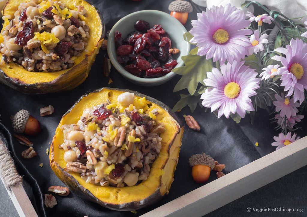Wild Rice Stuffed Acorn Squash Recipe | Veggie Fest